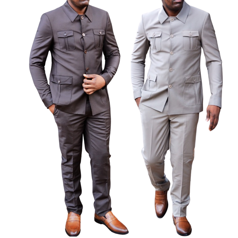 Baggi Grey Kaunda long sleeve suits – BAGGI MEN